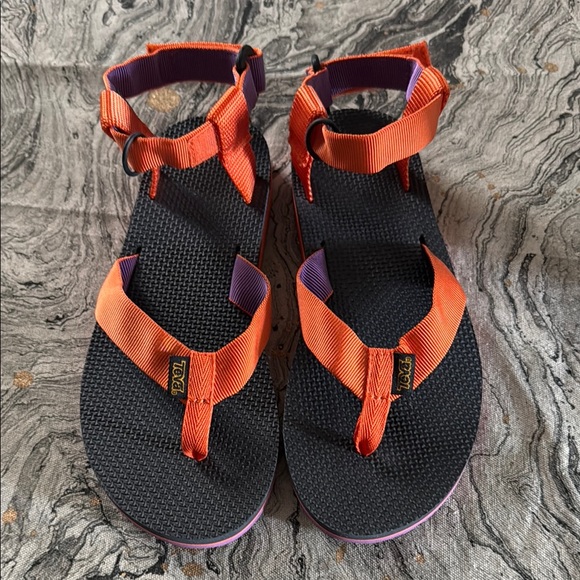 Teva | Shoes | Teva Vibrant Orange And Black Sandals | Poshmark
